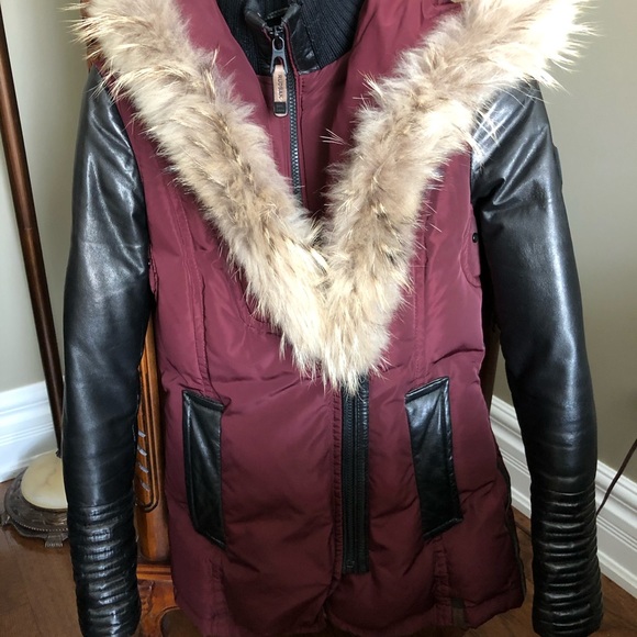 RUDSAK | Jackets & Coats | Rudsak Coat Leatherfur Burgundy Xs | Poshmark